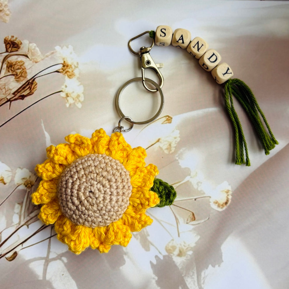 Customised Sunflower Keychain – Coos and Kisses