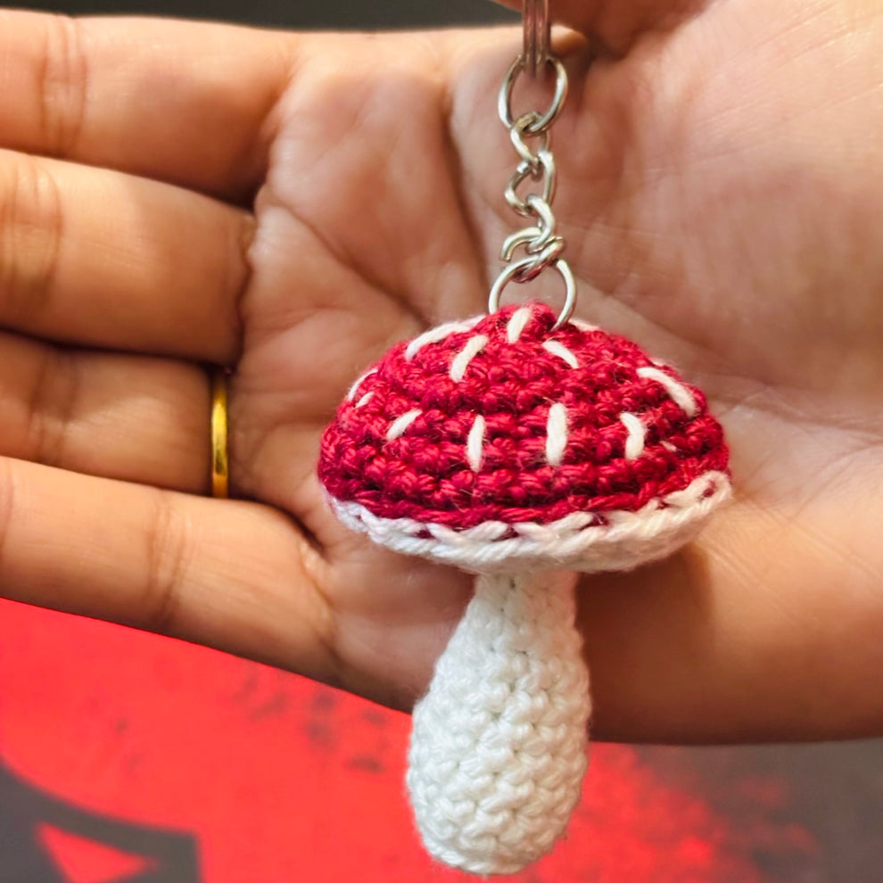 Crochet Mushroom Keychain – Coos and Kisses